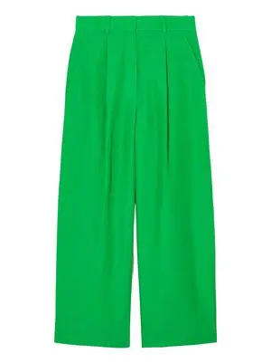 Cos Relaxed Linen-Blend Wide-Leg Trousers Green