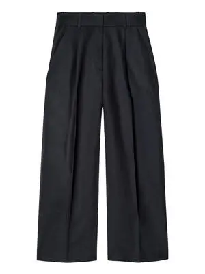 Cos Relaxed Linen-Blend Wide-Leg Trousers Navy