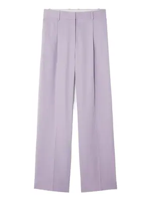 Cos Relaxed Linen-Blend Wide-Leg Trousers Purple
