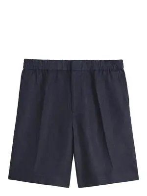Cos Elasticated Linen Shorts - Navy