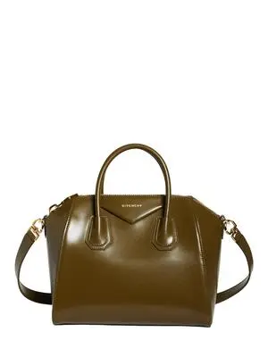 Givenchy Givenchy Small Antigona Leather Satchel Dark Khaki