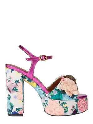 Kurt Geiger Kensington Platform Sandals - White Floral Multi