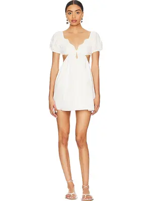 MORE TO COME White Cotton Eyelet Trim Mini Dress - Ivory