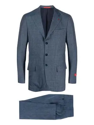 Isaia Plaid-print Single-breasted Suit - Blue