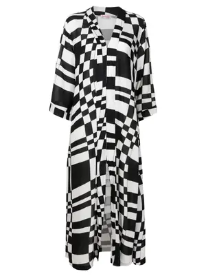 AMIR SLAMA Checked Zip-up Maxi Dress - Black