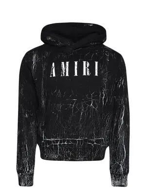 Amiri Cracked Logo Print Hoodie - Black