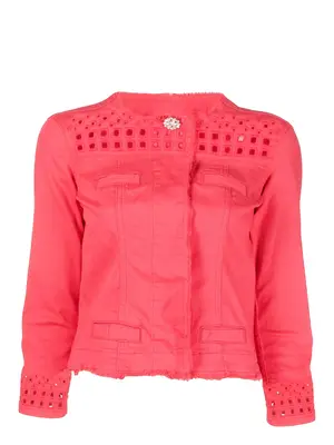 Liu Jo Frilled-neckline Cropped Jacket - Red