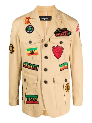 Dsquared2 Logo-patch Cotton Jacket - Neutrals