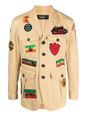 Dsquared2 Logo-patch Cotton Jacket - Neutrals