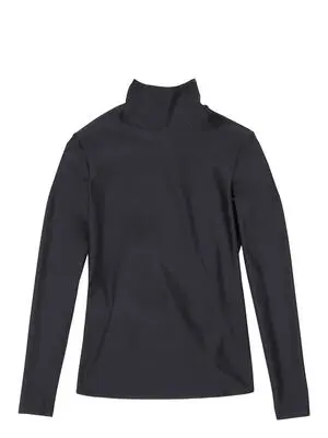 Balenciaga Long-sleeve Silk Turtleneck With Back Cut-out - Black