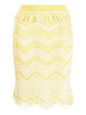 GENNY Fringe-detail Knitted Skirt - Yellow