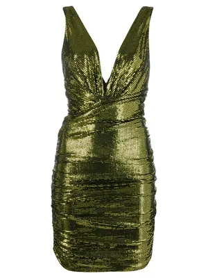 Alexandre Vauthier Metallic Ruched Dress - Yellow
