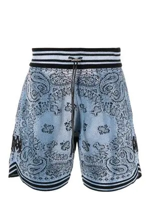 Amiri Paisley-print Embroidered Logo Deck Shorts - Blue