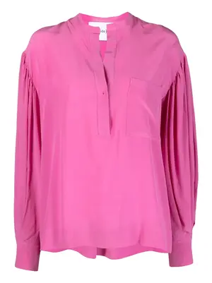 NUDE Long-sleeve Silk Blouse - Pink