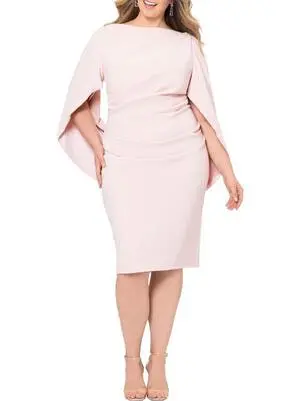 Betsy & Adam Drape Back Cocktail Dress - Blush