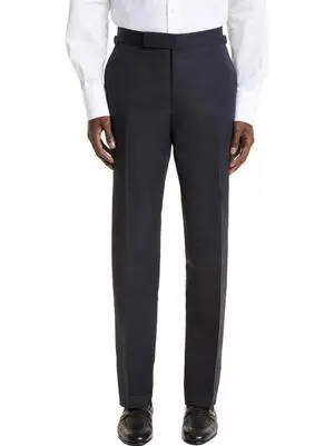TOM FORD Shelton Cotton & Silk Poplin Tuxedo Pants - Black