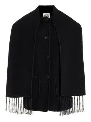TOTEME Embroidered Wool-blend Scarf Jacket - Black