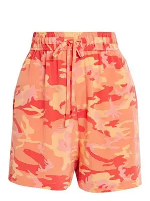 Equipment Nimma Camouflage-print Washed-silk Shorts - Coral