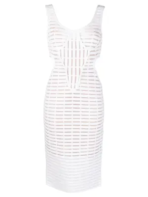 GENNY Cut-out Corded Midi Dress - White