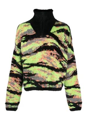 ERL Tiger-print Knit Jumper - Green