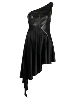Matériel One-shoulder Faux-leather Dress - Black