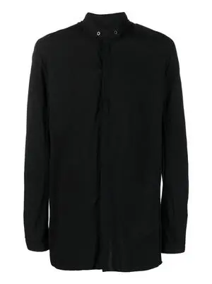 Boris Bidjan Saberi Stand-up-collar Long-sleeve Cotton Shirt - Black