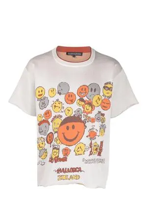 ROBYN LYNCH Smiley-print Cotton T-shirt - Neutrals