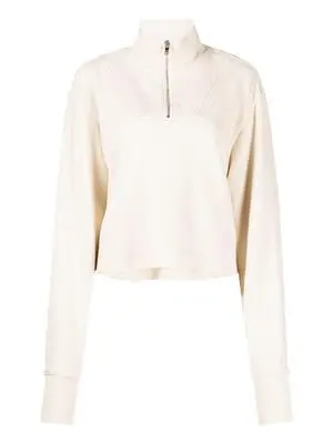 LES TIEN Les Tien Half-Zip Cotton Sweatshirt Neutrals