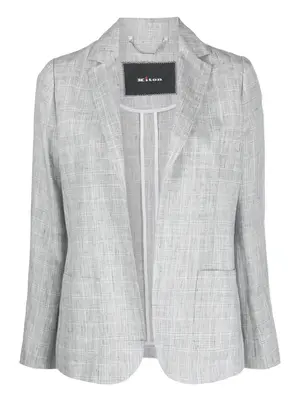 Kiton Plaid Linen Blazer - Grey