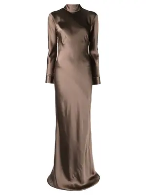 Michelle Mason Open-back Gown - Brown