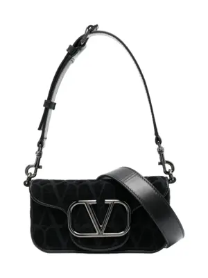 Valentino Garavani Vlogo Signature Canvas Shoulder Bag - Black