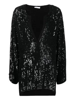 P.a.r.o.s.h Sequin Long-sleeve Blouse - Black