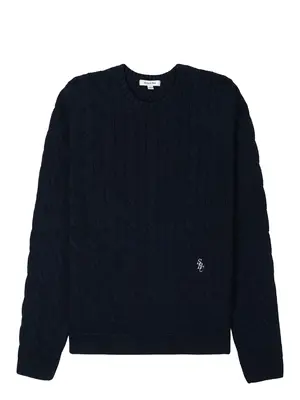 SPORTY & RICH Sporty & Rich Embroidered-Logo Cable Knit Jumper