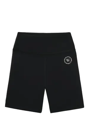 SPORTY & RICH N.02 Embroidered-Logo Shorts Black