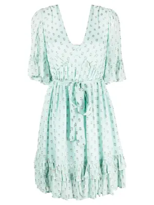 TWINSET Fil-coupé Jacquard Mini Dress - Green