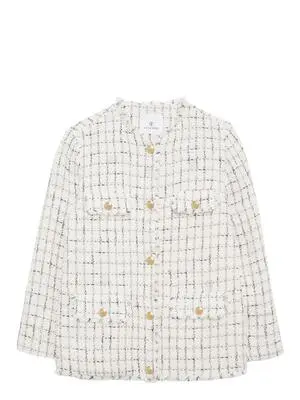 ANINE BING Janet Plaid Tweed Jacket - White
