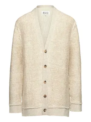 MAISON MARGIELA Raw-edge V-neck Cardigan - Neutrals