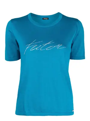 Kiton Jacquard Logo T-shirt - Blue