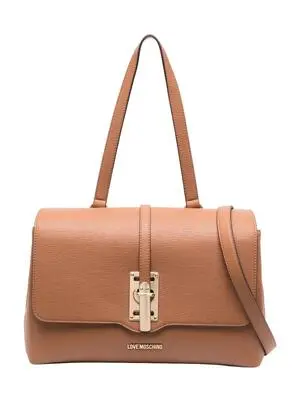 Moschino Grained Leather Shoulder Bag - Brown