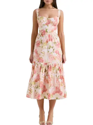 House Of Cb Elia Floral Corset Sundress - Peony Print