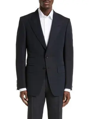 TOM FORD Shelton Cotton & Silk Poplin Tuxedo Jacket - Black