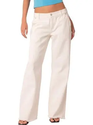EDIKTED Dahlia Low Rise Straight Leg Jeans - White