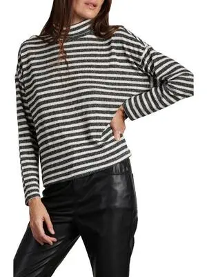SANCTUARY Nikolai Metallic Stripe Cowl Neck Top