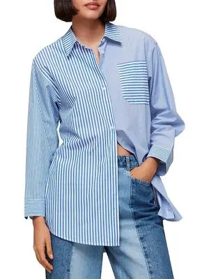 Whistles Millie Striped Oversized Shirt - Blue/multi