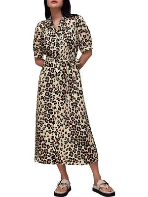 Whistles Painted Midi Dress - Leopard Print