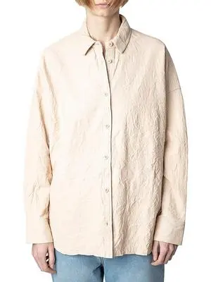 Zadig&Voltaire Tamara Crinkled Leather Shirt - Poudre