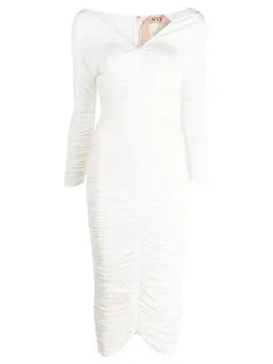 N°21 Ruched Bodice Midi Dress - White