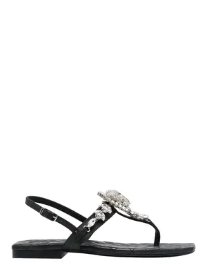 Philipp Plein Crystal-skull Leather Sandals - Black