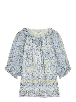 Joie Moneta Printed Silk-georgette Blouse - Light Blue