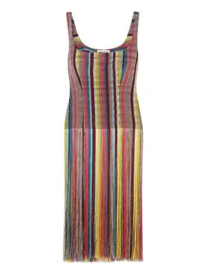 KENNETH IZE Fringed Striped Woven Top - Pastel Yellow
